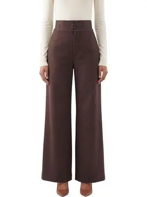 ROTATE BY BIRGER CHRISTENSEN Tailored Wide Leg Trousers - Brown