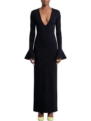 Solace London Crêpe Long Dress - Black