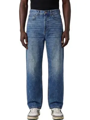 HAIKURE Wide-leg Cotton Jeans With Mid-rise Waist - Blue
