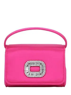 ROGER VIVIER Pilgrim Satin Mini Handbag With Jewel Buckle - Fuchsia