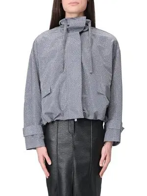 Pinko Embellished Zip-up Jacket With Stand Collar - Grey