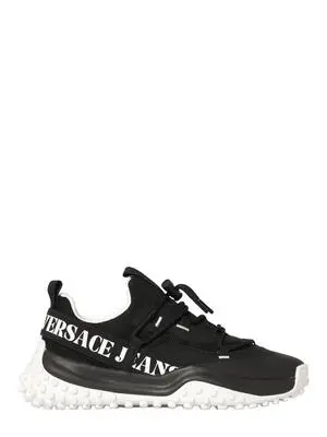 Versace Mesh And Leather Sneakers - Black