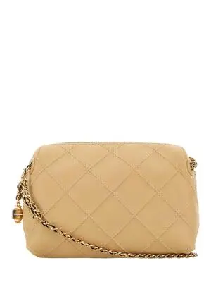 Tory Burch Fleming Matelassé Leather Bag - Beige