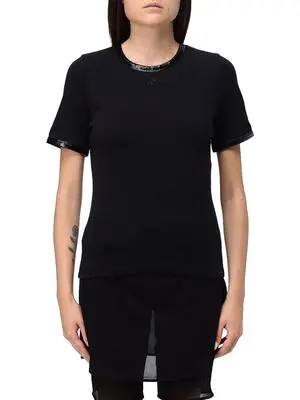 COURREGES Short-sleeved Jersey Crewneck T-shirt - Black