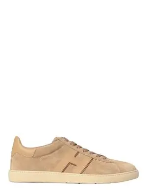 Hogan Suede And Leather Low-top Sneakers With Side H Monogram - Camel