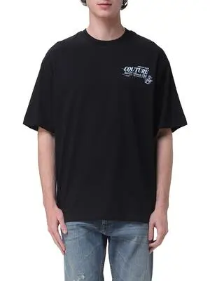 Versace Oversized Cotton T-shirt With Logo - Black