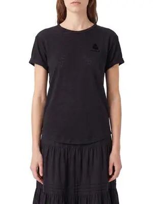 Isabel Marant Étoile Linen T-shirts With Logo - Black