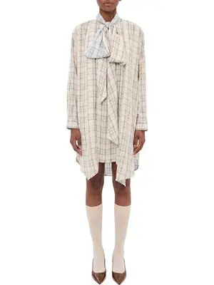 Acne Studios Asymmetrical Checked Viscose Mini Dress - Green