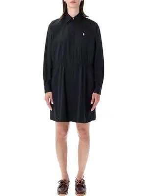 Polo Ralph Lauren And White Cotton Chemisier Dress - Black