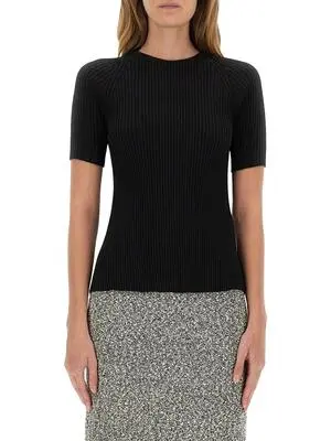 Tory Burch Ribbed Knit Top - Black