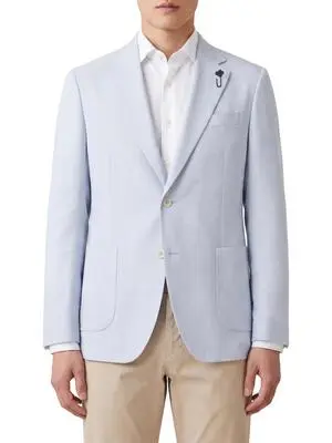 LARDINI Single-breasted Wool Silk And Linen Blazer - Blue