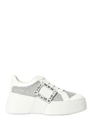 ROGER VIVIER Embellished Glitter Sneakers - White