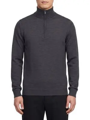 ZANONE Zanone Slim Fit Wool Mock Neck Quarter Zip Sweater Grey