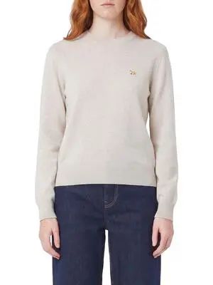 Maison Kitsuné Maison Kitsuné Merino Wool Crew-Neck Pullover Sand