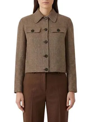 Brunello Cucinelli Checked Linen Jacket - Brown