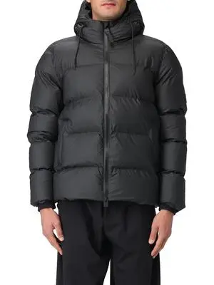 Rains Quilted Zip Up Jacket With Hood - Black