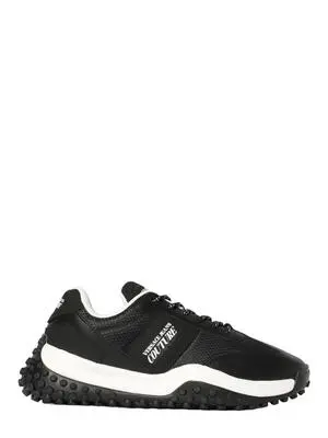 Versace Leather And Nylon Low Top Sneakers - Black