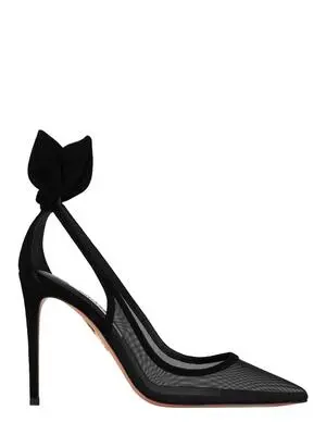AQUAZZURA Bow Tie Mesh Pumps - Black