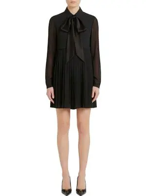 Versace Satin Crepe Shirt Dress - Black