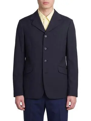 JIL SANDER Single-breasted Pure Virgin Wool Blazer With Classic Lapels And Flap Pockets - Blue