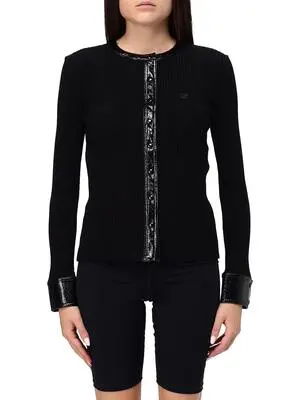COURREGES Slim Fit Ribbed Jersey Crewneck Cardigan - Black