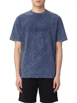 Off-White Cotton T-shirt With Logo - Blue