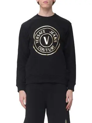 Versace Cotton Crewneck Sweatshirt With Logo - Black