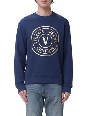 Versace Cotton Crewneck Sweatshirt With Logo - Blue