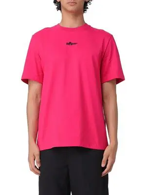 MSGM Crew-neck Cotton T-shirt With Embroidered Logo On The Chest - Pink