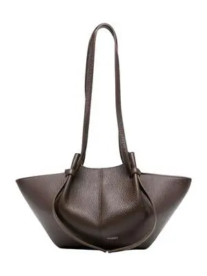 Yuzefi Medium Mochi Grained Leather Shoulder Bag With Double Handle - Brown