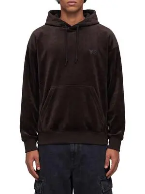 Y3 Velvet Hoodie With Drawstring And Kangaroo Pocket - Black