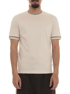 BOSS Slim Fit Cotton Crew-neck T-shirt With Contrast Trims - White