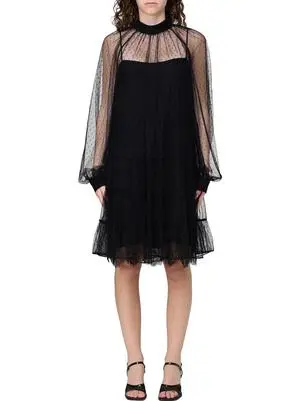 TWINSET Point D'esprit Tulle Mini Dress - Black