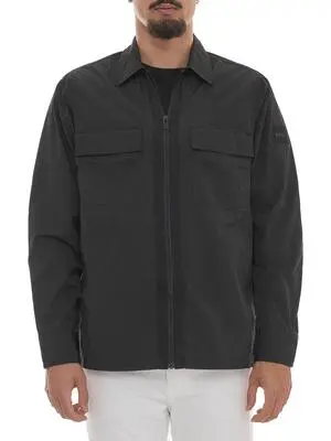 BOSS Lotape Technical Fabric Shirt Jacket With Zip Closure - Black