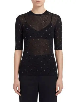 Rabanne Embellished Viscose Top - Black