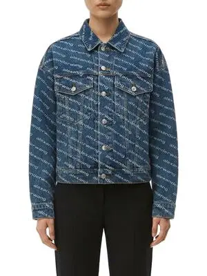 Alexander Wang All Over Logo Denim Jacket - Blue