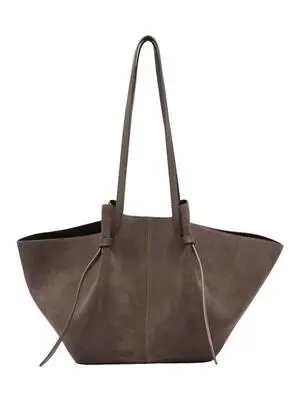 Yuzefi Large Mochi Suede Shoulder Bag With Double Handle - Brown