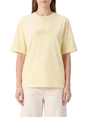 Maison Kitsuné Tone-on-tone Embroidered Logo Organic Cotton T-shirt - Yellow
