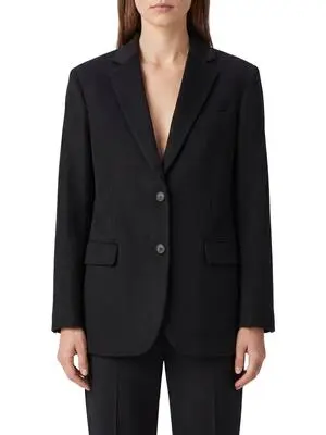ANINE BING Quinn Single-breasted Blazer In Wool And Cashmere Blend - Black