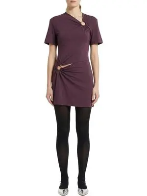 Rabanne Cotton Cut-out Dress With Ring Detail - Red