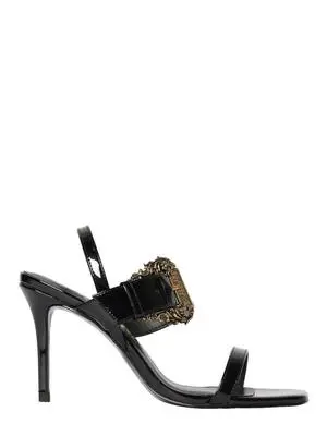 Versace Patent Leather Stiletto Sandals - Black