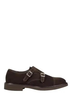 DOUCAL'S Suede Monk Strap Shoes - Earth