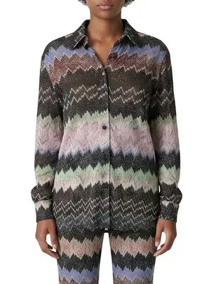 Missoni Zigzag Pattern Viscose Lurex Blend Shirt - Black