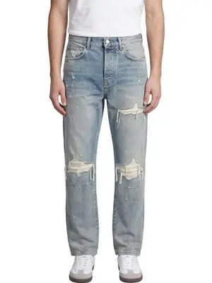 Amiri Distressed Straight Leg Jeans - Beige