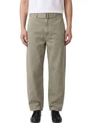 LEMAIRE Wide Leg Cotton Trousers With Adjustable Belt - Grey