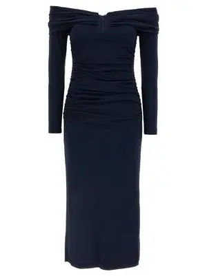 Carolina Herrera Off-the-shoulder Ruched Dress - Blue