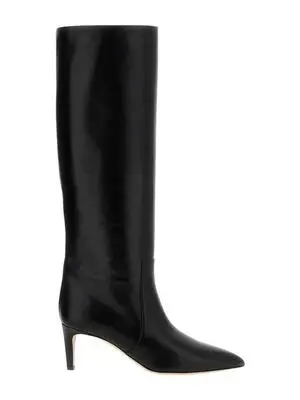 Paris Texas Knee High Pointed Toe Stiletto Heel Boots - Black