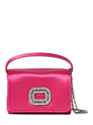 ROGER VIVIER Pilgrim Satin Bag With Jewel Buckle - Fuchsia