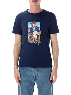 Polo Ralph Lauren Slim Fit Cotton T-shirt With Teddy Bear Print - Navy