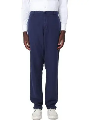 Aspesi Mid-rise Regular Fit Linen-blend Chino Trousers - Blue